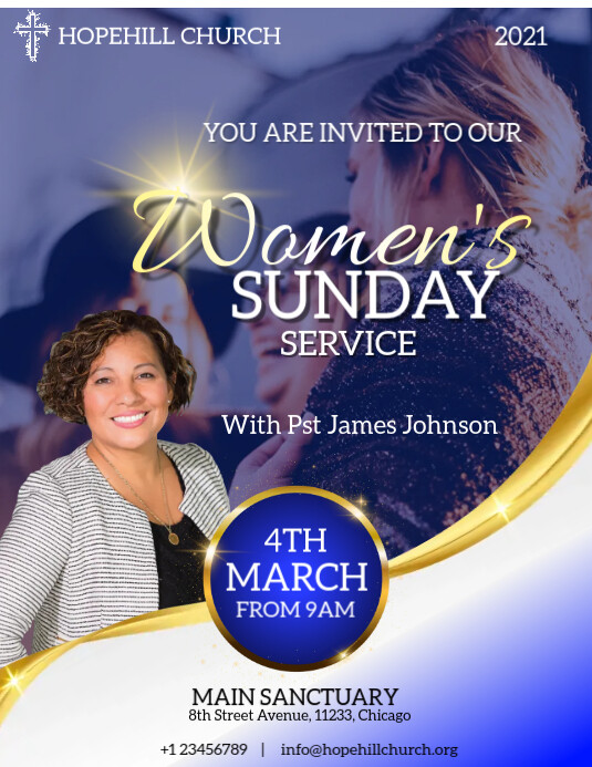 women's sunday service flyer Template | PosterMyWall