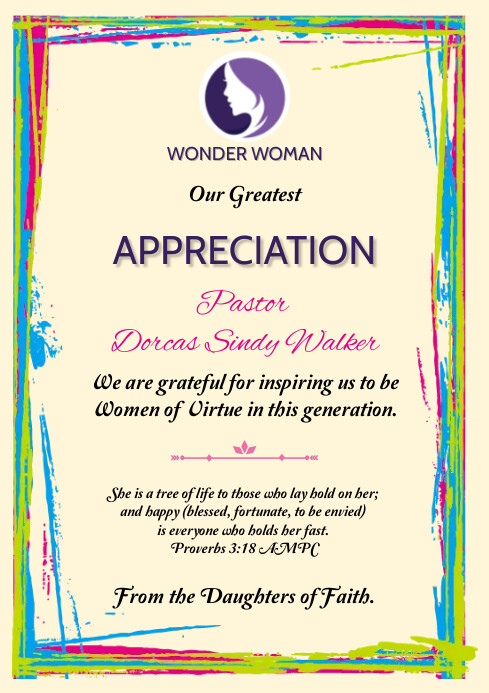 Women Appreciation certificate Thank you card Template | PosterMyWall