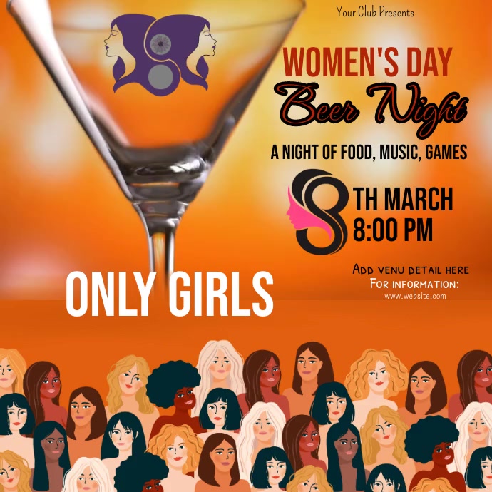 Copy of women day night party instagram template (3) | PosterMyWall
