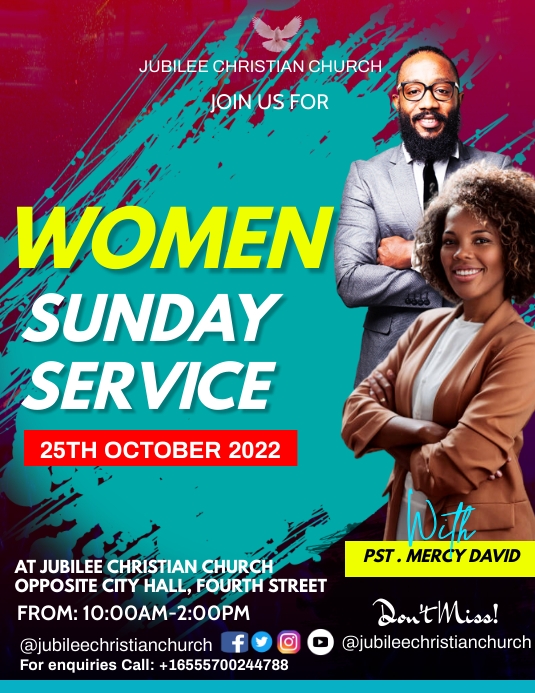 women sunday service template | PosterMyWall