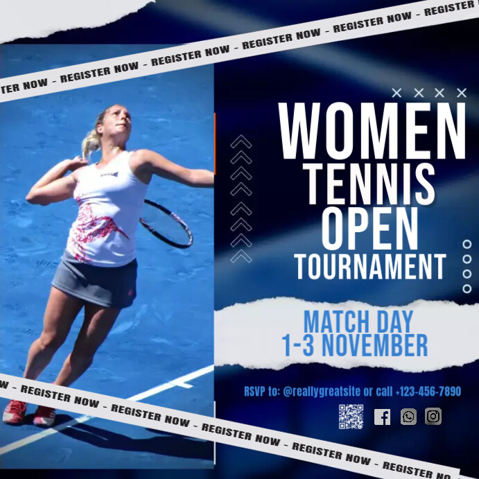 WOMEN TENNIS TOURNAMENT INSTAGRAM POST Template | PosterMyWall