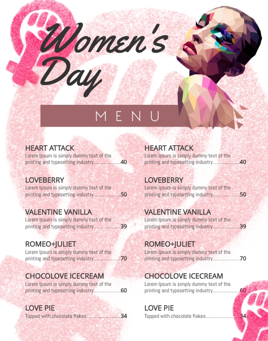 Womens day menu Template | PosterMyWall