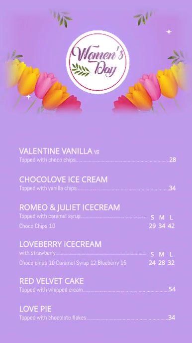 Womens day Menu Template | PosterMyWall