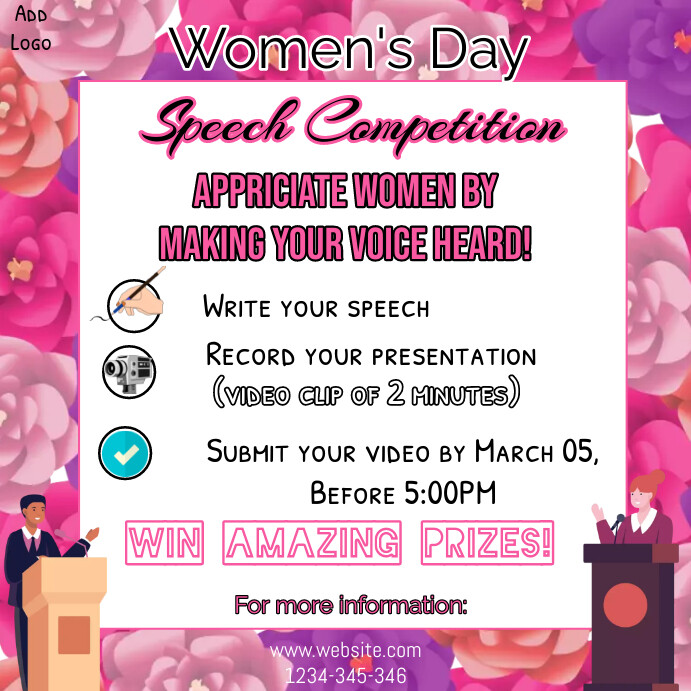 womens day speech competition invitation (3) Template | PosterMyWall