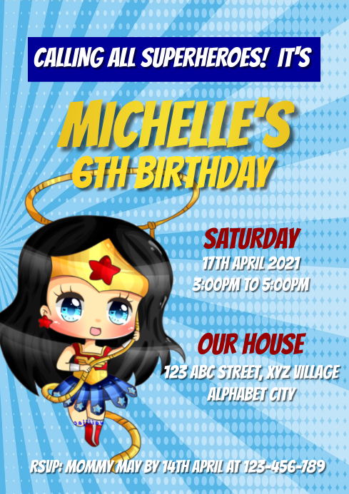 Wonder Woman Birthday Invitation Template | PosterMyWall