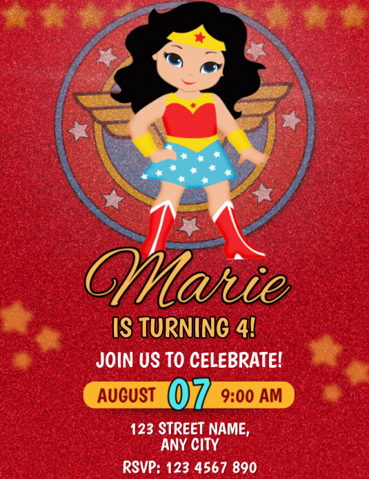 Wonder Woman Birthday Invitation Template | PosterMyWall