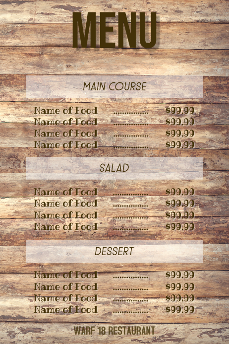 Wood Board Menu 005-04 Template | PosterMyWall