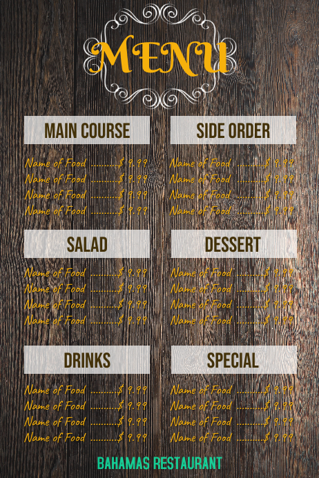 Wood Board Menu 8 Template | PosterMyWall