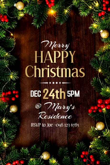 Wooden Christmas Invitation Design Template | PosterMyWall