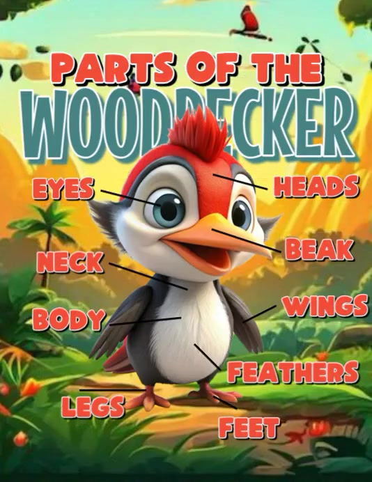 Plantilla de Woodpecker Body Parts | PosterMyWall
