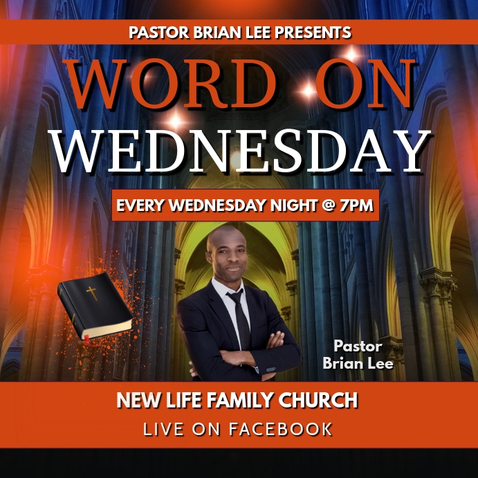 Copy of WORD ON WEDNESDAY ONLINE CHURCH SERVICE FLYER | PosterMyWall