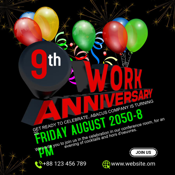 Work Anniversary Post Template | PosterMyWall