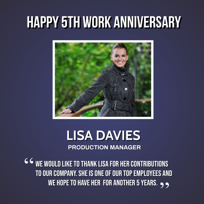 Work Anniversary Wishes Template | PosterMyWall