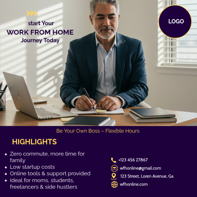 Work from Home Business Flyer Template | PosterMyWall