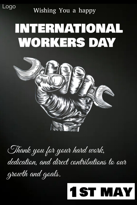 Workers day black and white greeting card Template | PosterMyWall
