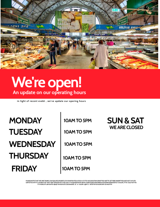 Working hours Template | PosterMyWall