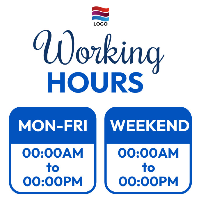Plantilla de Working hours | PosterMyWall