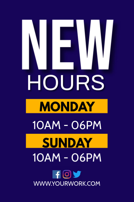 working hours Template | PosterMyWall