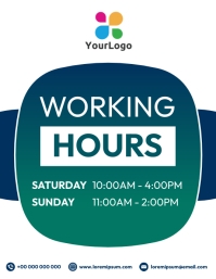 working hours template | PosterMyWall