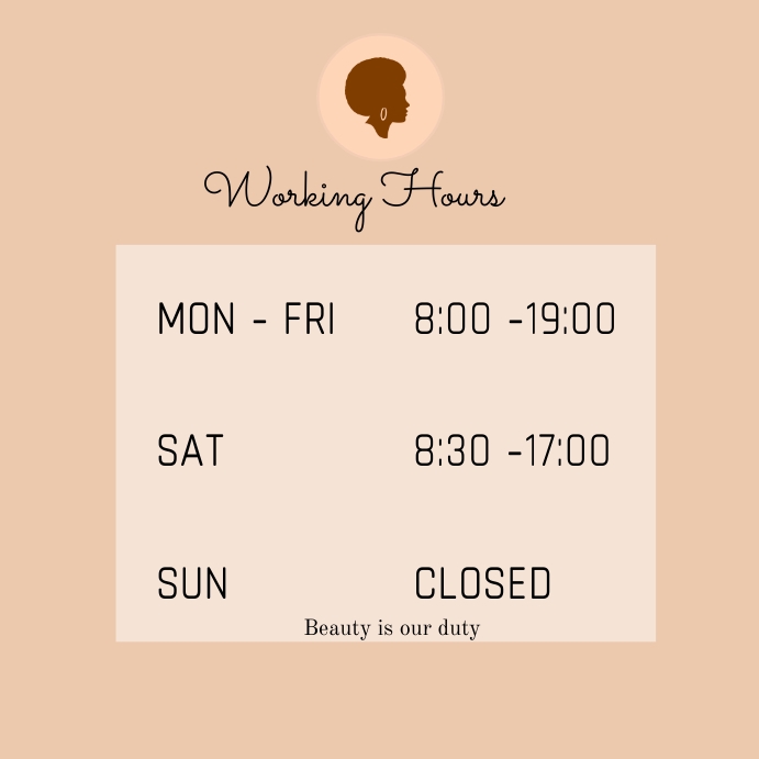 working hours Template | PosterMyWall