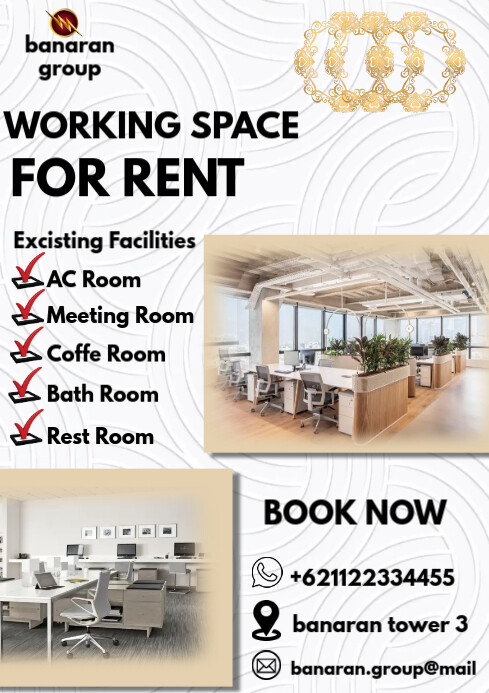 Working Space For Rent Template | PosterMyWall