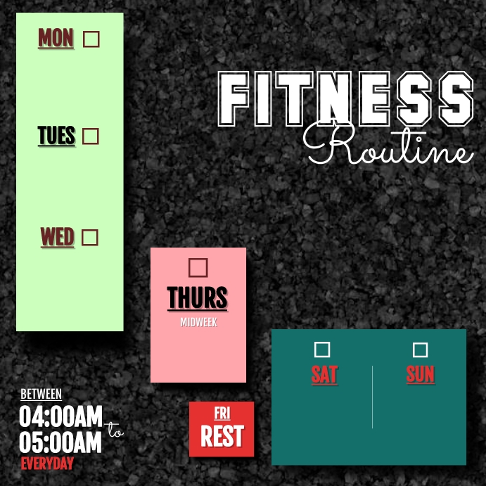WORKOUT ROUTINE SCHEDULE Template | PosterMyWall