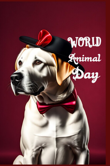 World animal day, happy dog on hat and now ti Template | PosterMyWall