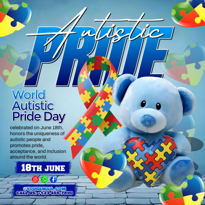 Plantilla de World Autistic Pride Day – Embrace Uniqueness with Love ...