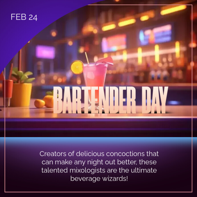 World Bartender Day Instagram Post Template | PosterMyWall