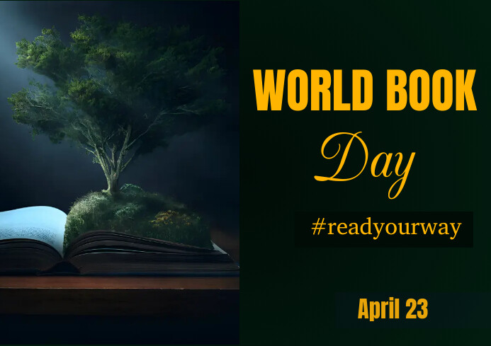 World Book day dark blue and gold Template | PosterMyWall