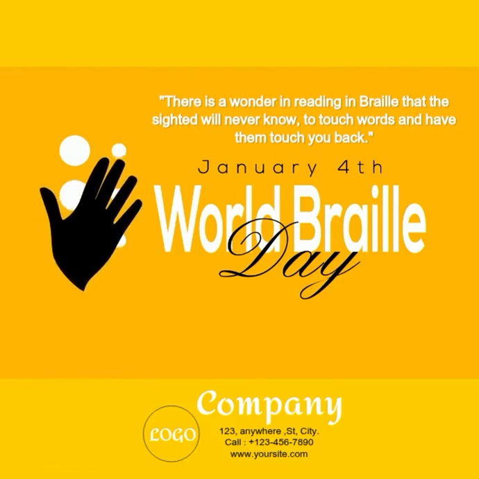 Plantilla de World Braille day free editable video template for ...