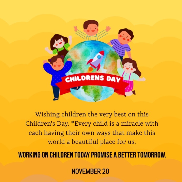 World Children Day Instagram post. Template | PosterMyWall