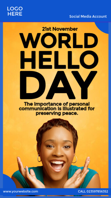 World Hello Day Instagram Story Template | PosterMyWall