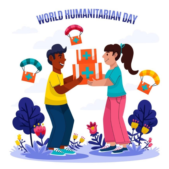 World humanitarian day cartoon illustration Template | PosterMyWall