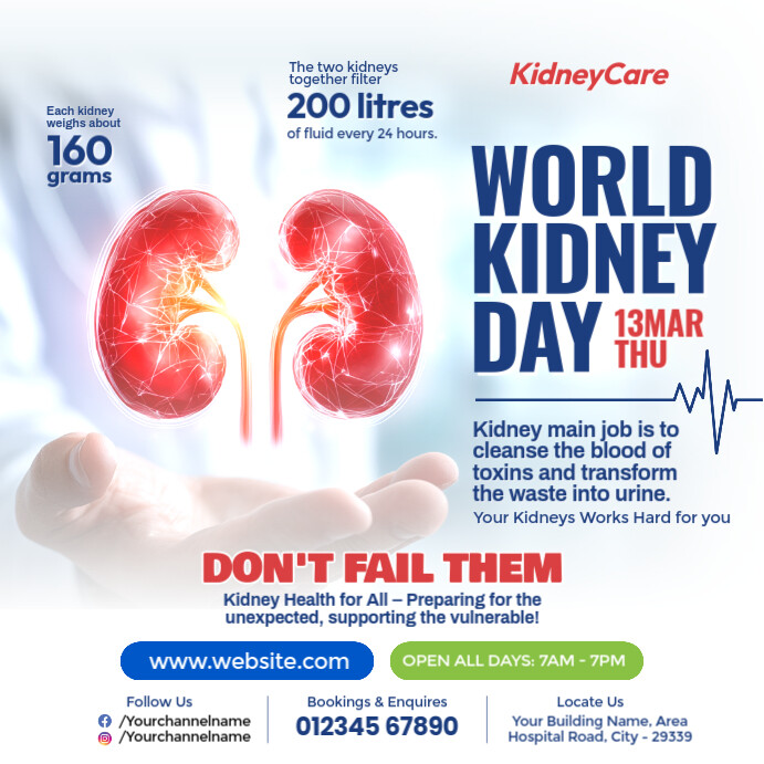 World Kidney Day Post Template | PosterMyWall