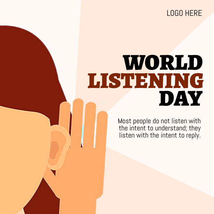 World Listening Day peach pastel Instagram Po Template | PosterMyWall