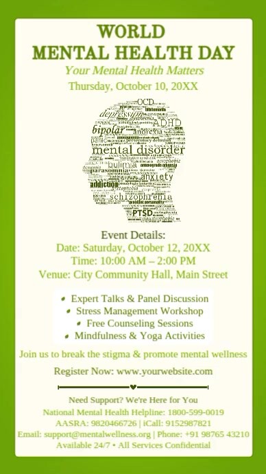 world mental health day event digital poster template | PosterMyWall