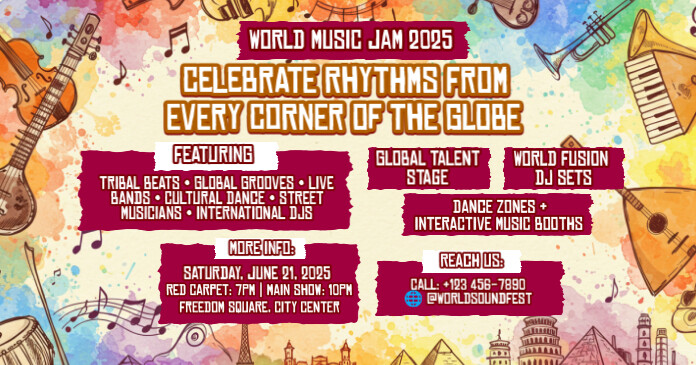 World Music Jam 2025: Global Rhythms Unite Template | PosterMyWall
