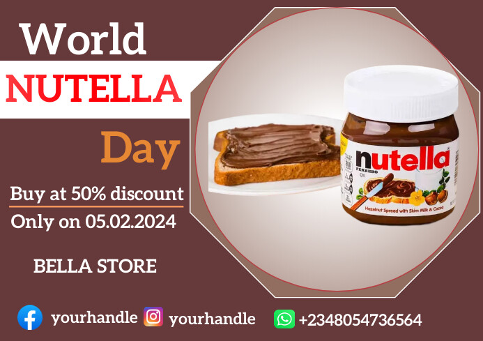 World Nutella Day Editable Template | PosterMyWall