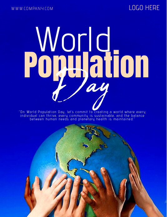 World Population Day Blue Flyer Template | PosterMyWall
