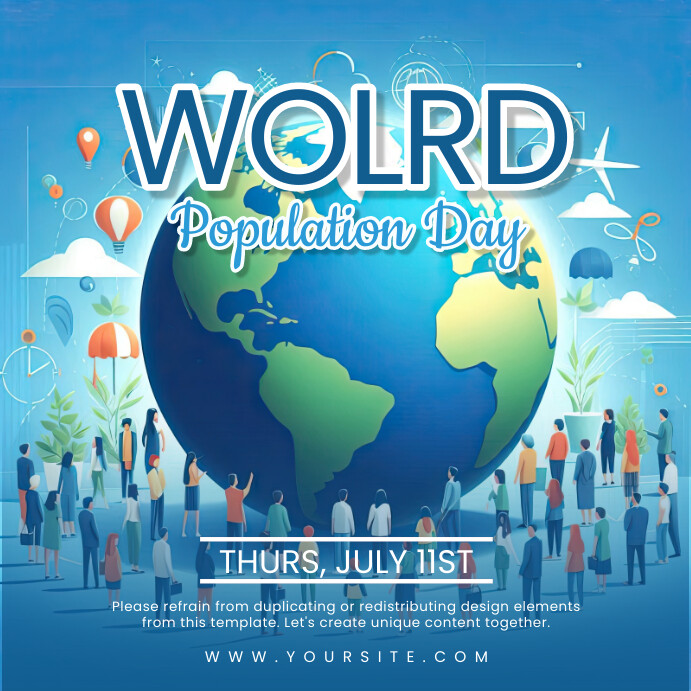 Plantilla de World Population Day Instagram Post Template | PosterMyWall