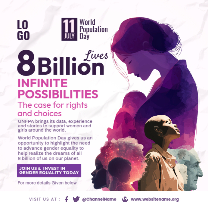 Modèle World Population Day Post Template | PosterMyWall