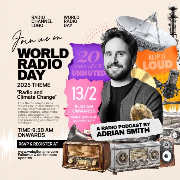 World Radio Day Podcast Post Template | PosterMyWall