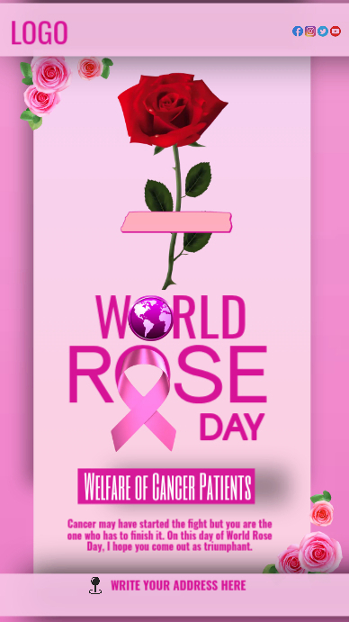 World Rose Day: Welfare of Cancer Patients Template | PosterMyWall