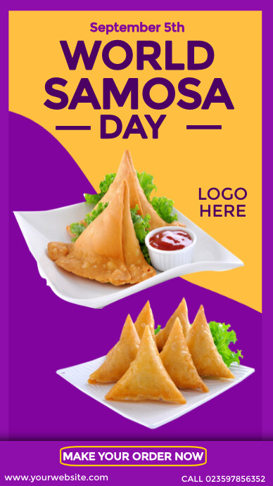 Plantilla de World Samosa Day instagram story | PosterMyWall