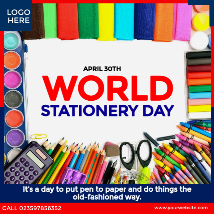Plantilla de World Stationery Day | PosterMyWall