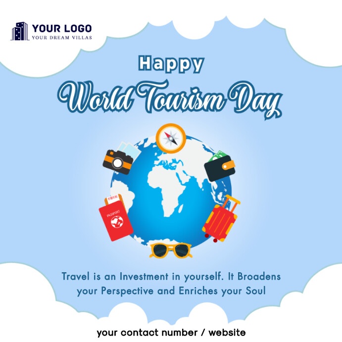 World Tourism Day Wishes Instagram Post Template | PosterMyWall