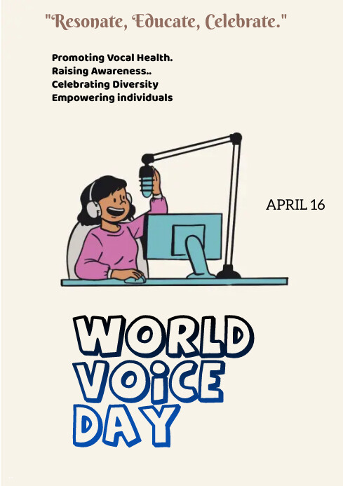 Plantilla de World Voice day template design | PosterMyWall