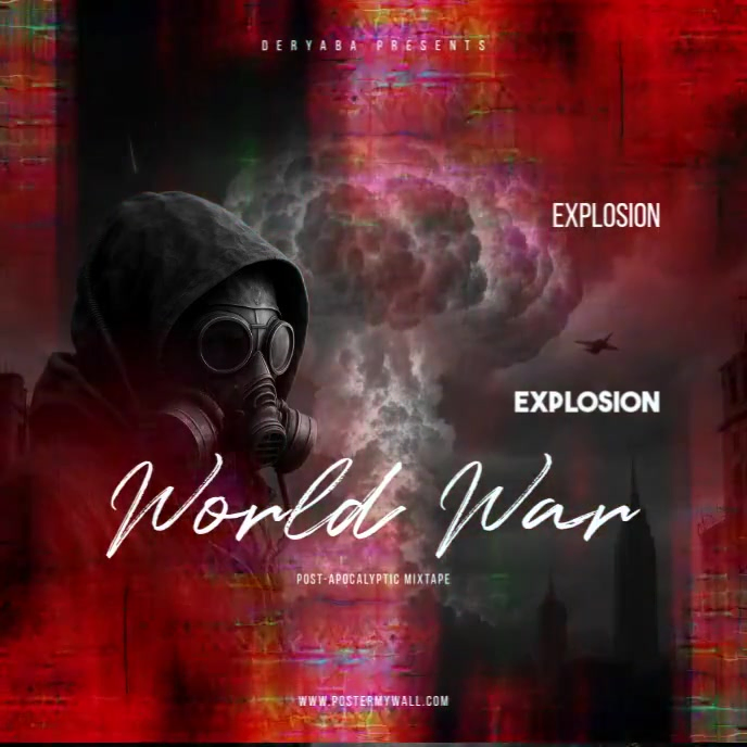World War Gas Mask Explosion Mixtape Cover Template | PosterMyWall