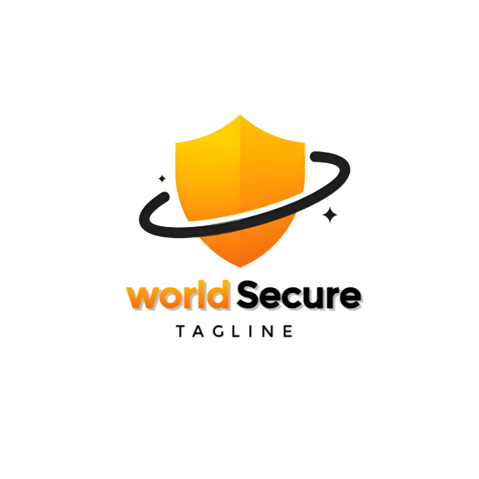 WorldSecure Shield Logo with Planetary Ring and Sparkle Effects ...